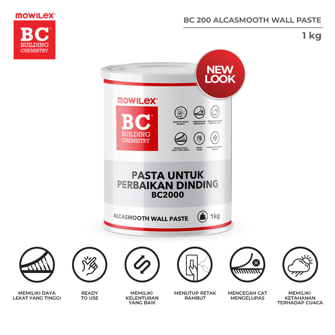 Mowilex BC 2000 Alcasmooth Wall Paste Plamir Dempul Tembok - MOWILEX