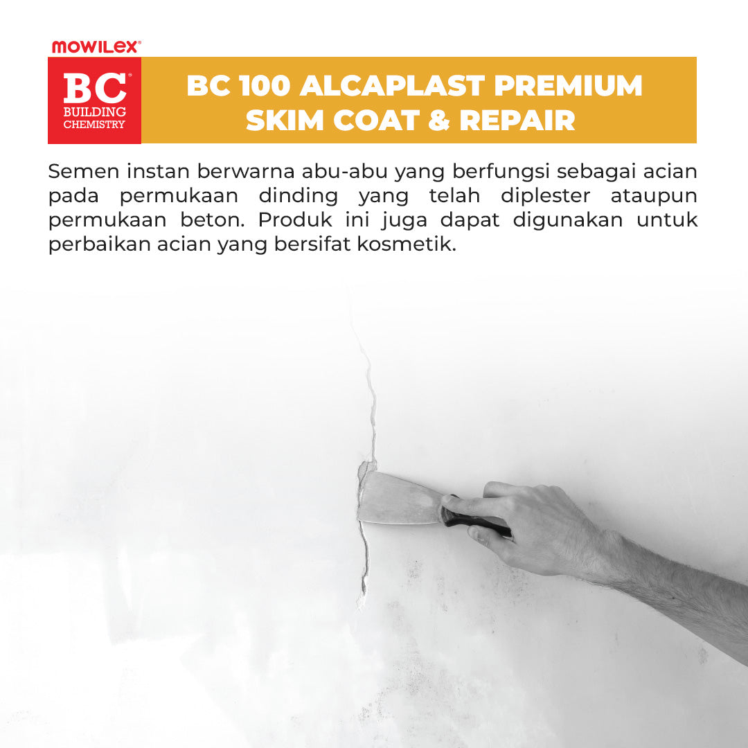 Mowilex BC 100 Alcaplast Premium Skimcoat & Repair Acian Dinding - MOWILEX
